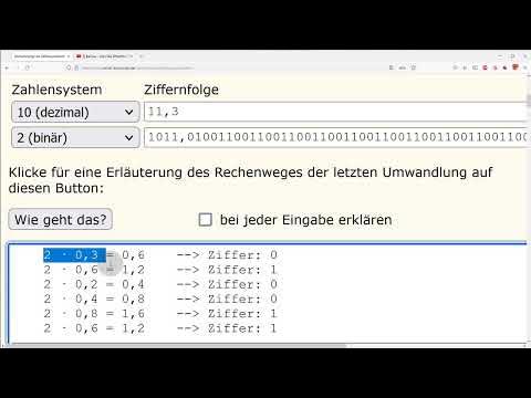 Binär in Dezimal mit Komma - YouTube