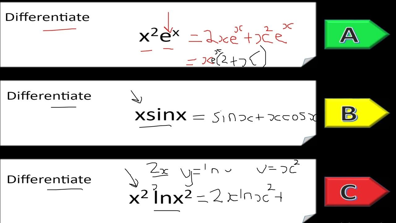 A2 Pure Maths Differentiation using Product Rule Year 13 Maths A Level OCR A OCR B MEI AQA ...