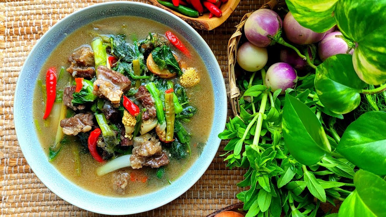 Om Sen Hang | Lao Beef Jerky & Veggies Stew - YouTube