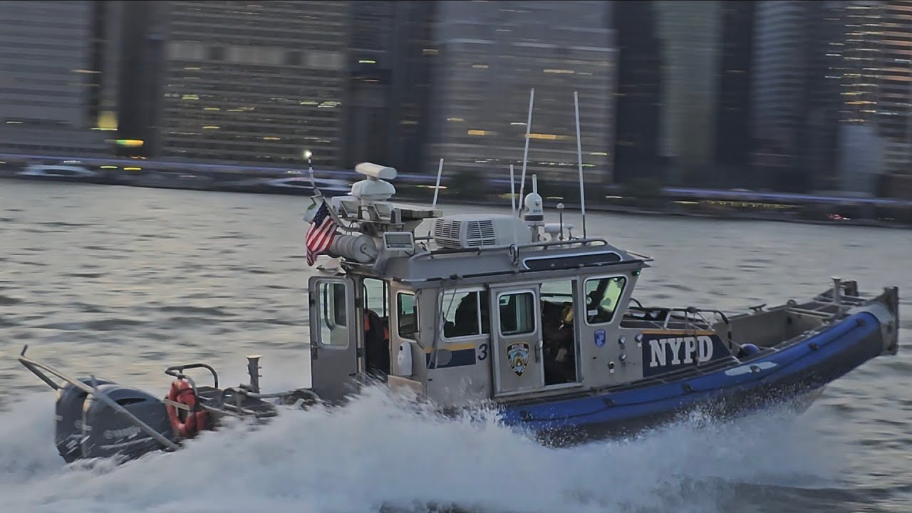 NYPD Harbor Responding On The East River In Manhattan, New York City ...