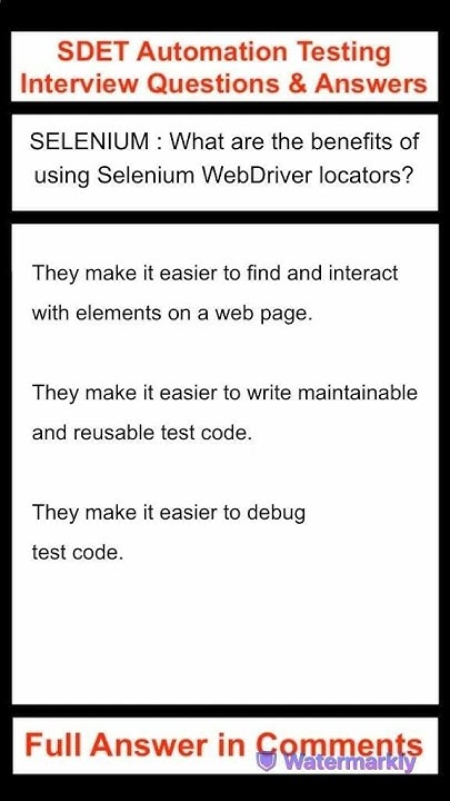 SELENIUM : What are the benefits of using Selenium WebDriver locators? - YouTube