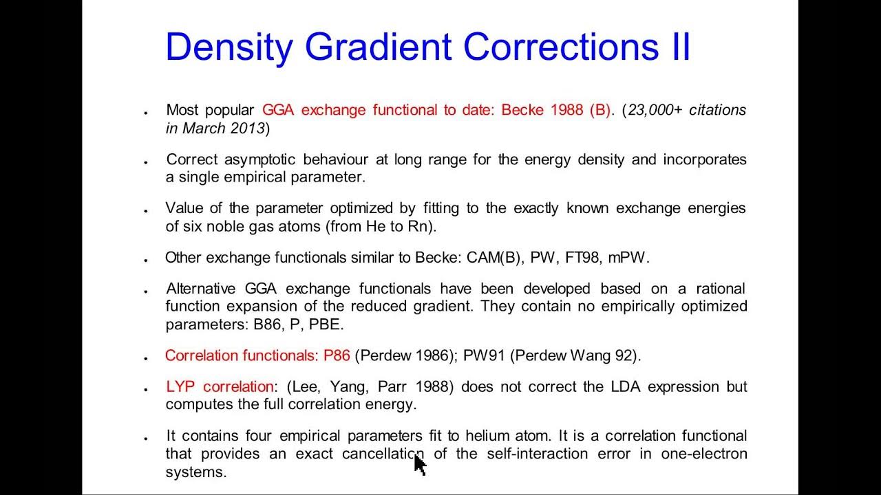 CompChem.05.06 Density Functional Theory: Generalized Gradient Approximation - YouTube