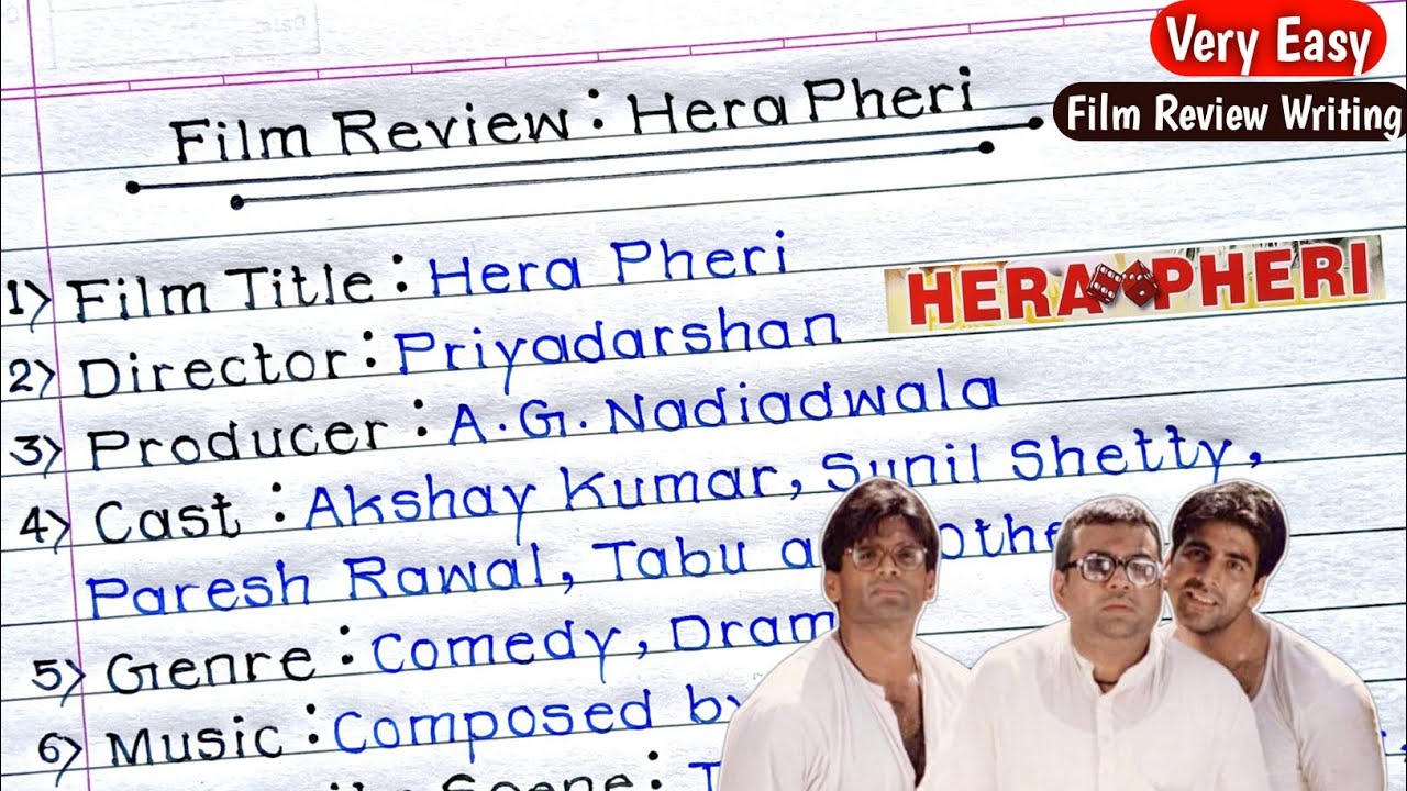 Hera Pheri Film Review Writing | Class 12 English Board Exam | English ...