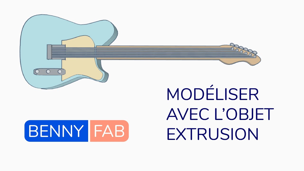 Modéliser une guitare grâce à l'objet extrustion - YouTube