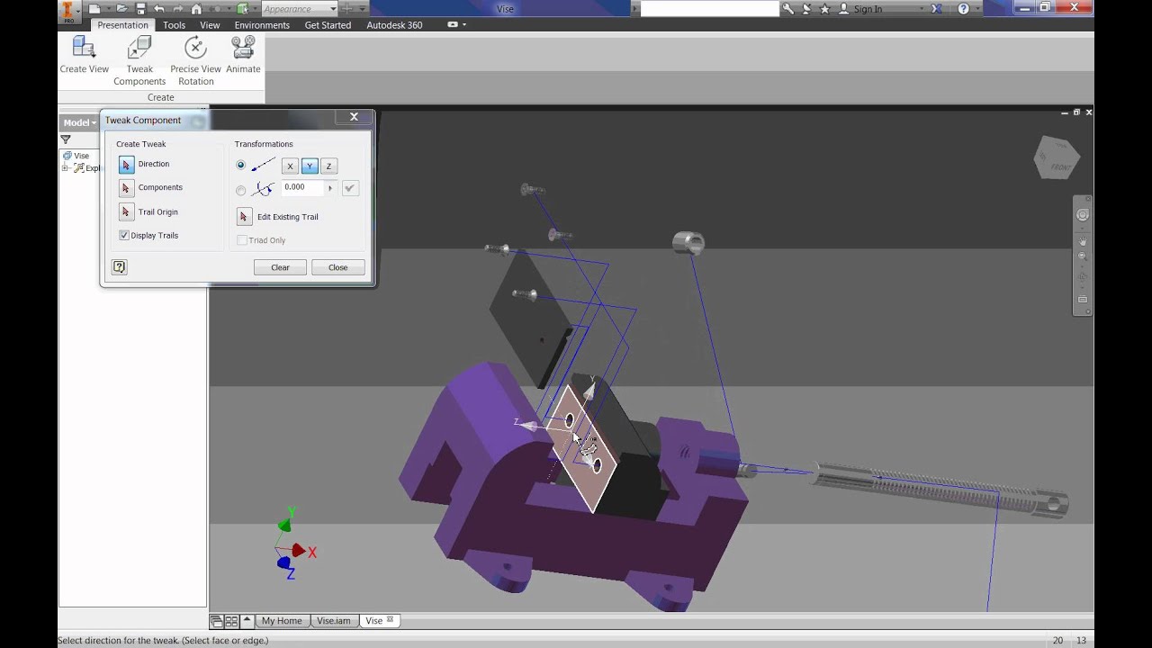 Autodesk Inventor Tutorials Vise Part 14 Explosion Youtube
