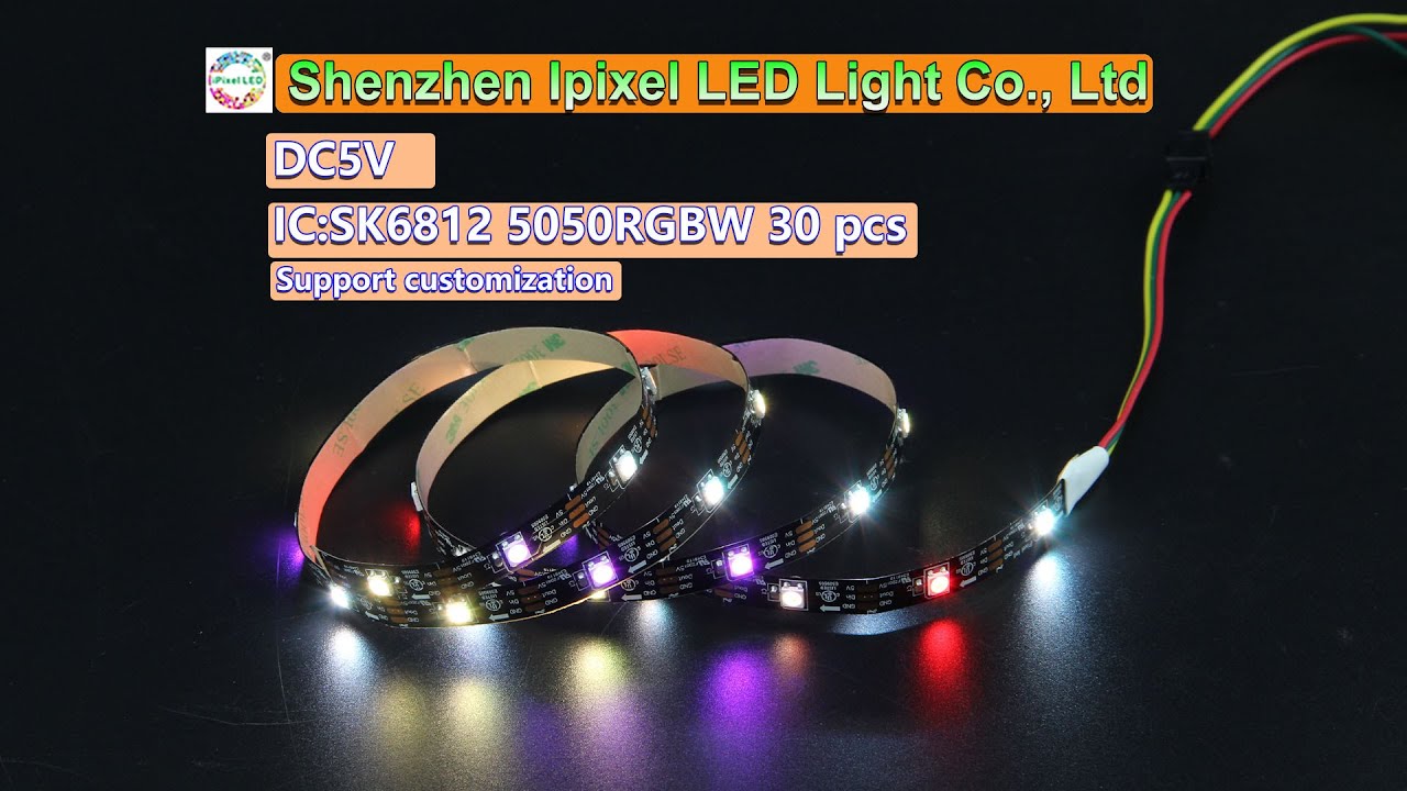 SK6812 RGBW Addressable LED strip 30LEDs/M DC5V - YouTube