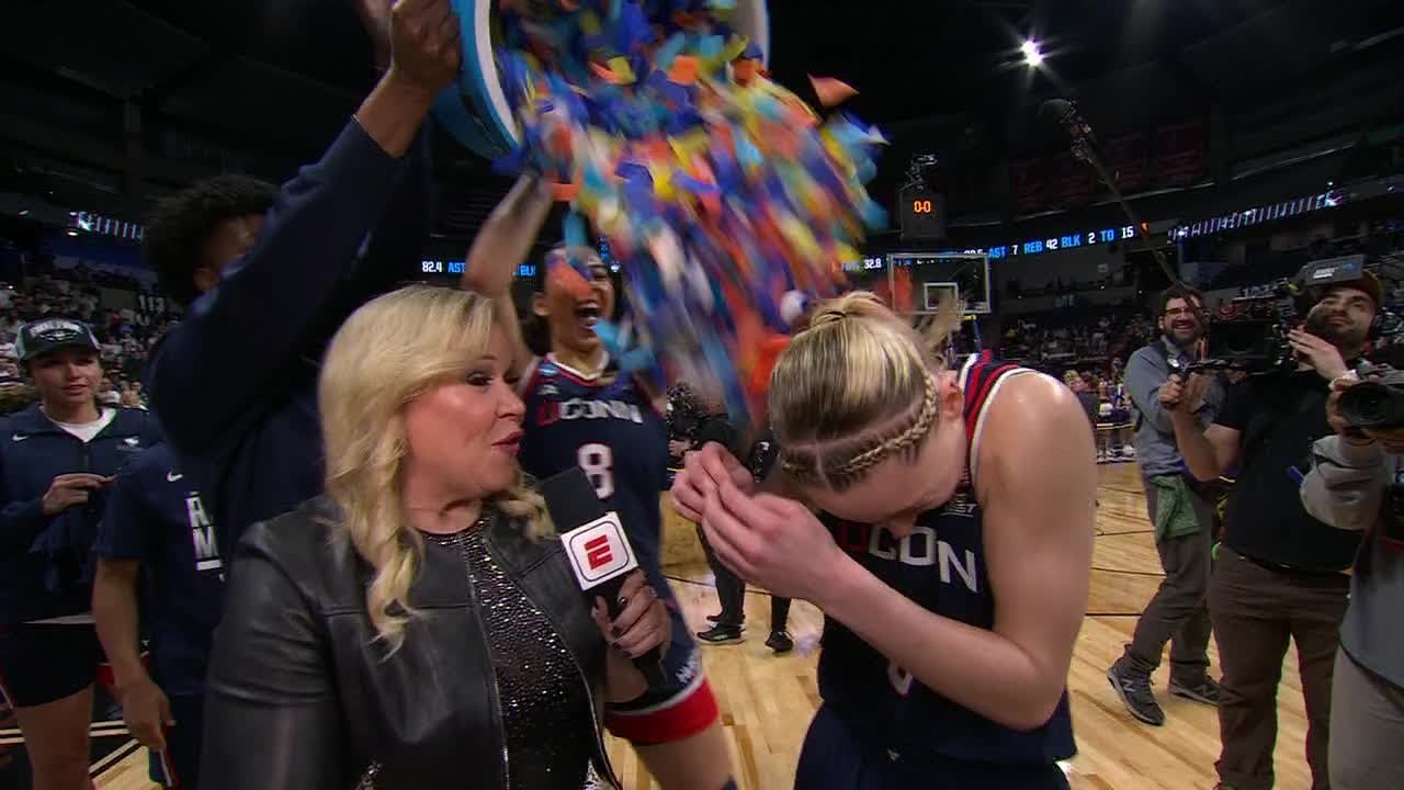Paige Bueckers gets a confetti shower after UConn advances to the Final ...