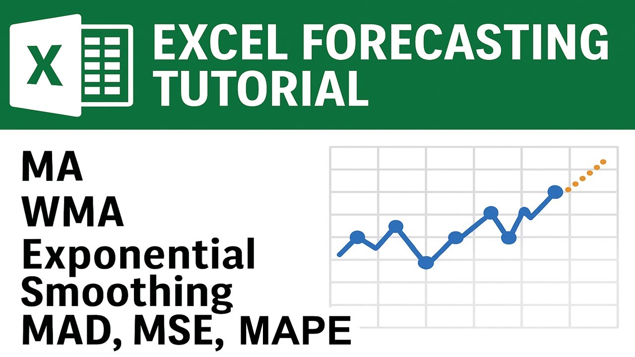 Excel Forecasting Tutorial: MA, WMA, Exponential Smoothing, MAD, MSE ...