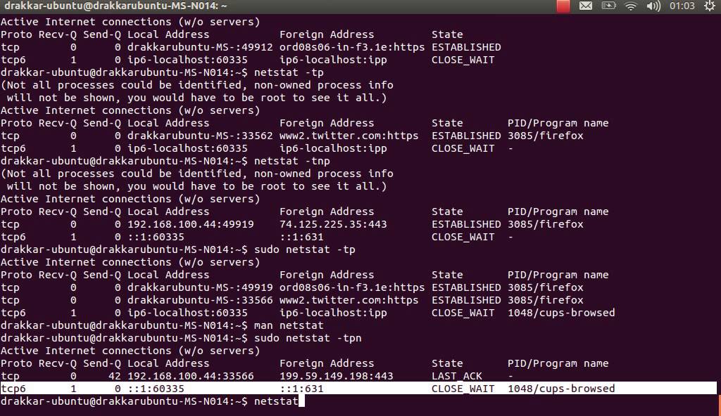 USANDO NETSTAT EN LINUX UBUNTU - YouTube