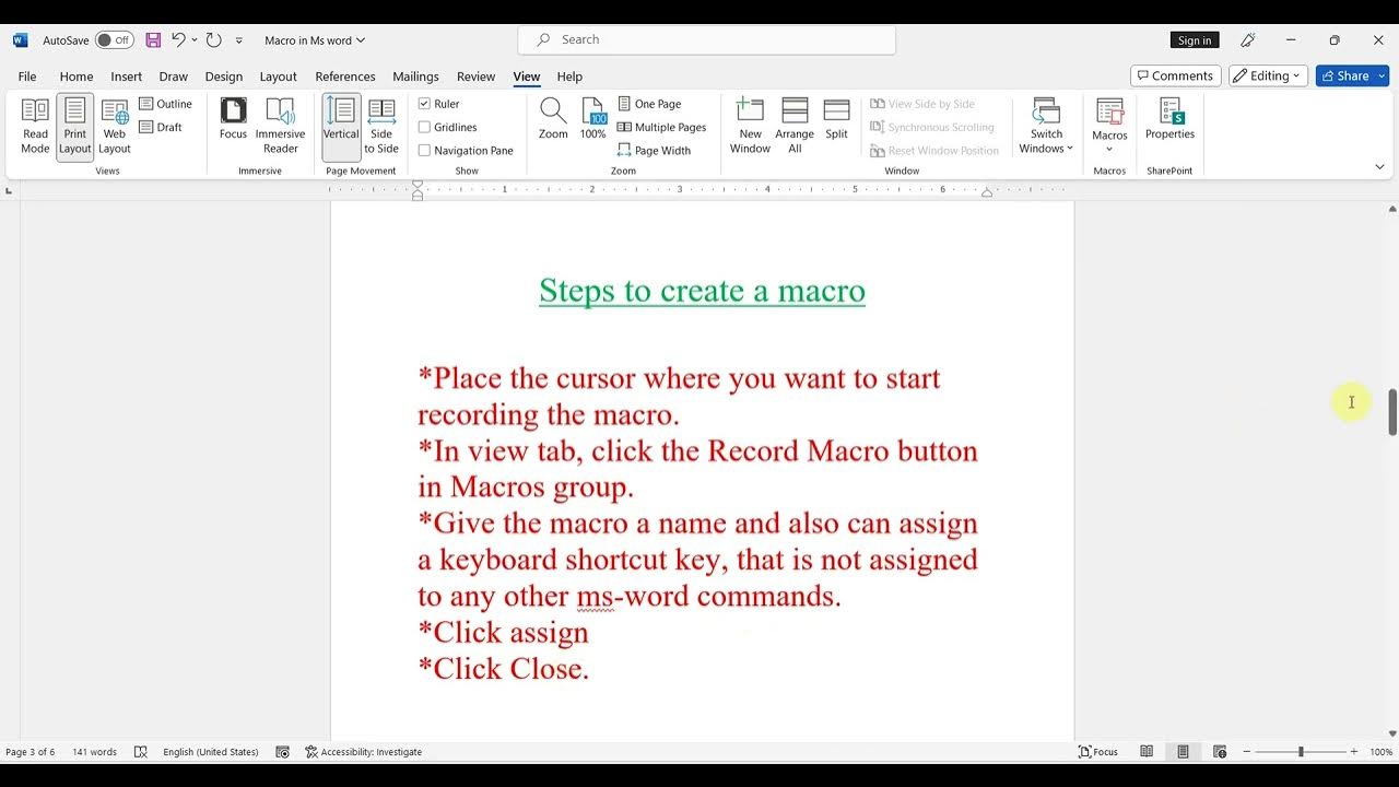 MACRO IN MS WORD | how to create MACRO | what is macro | how to run ...
