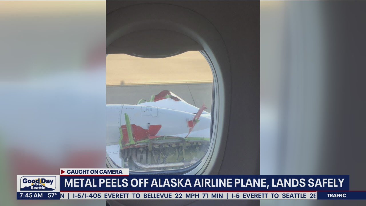 Metal peels off Alaska Airline plane, lands safely | FOX 13 Seattle ...