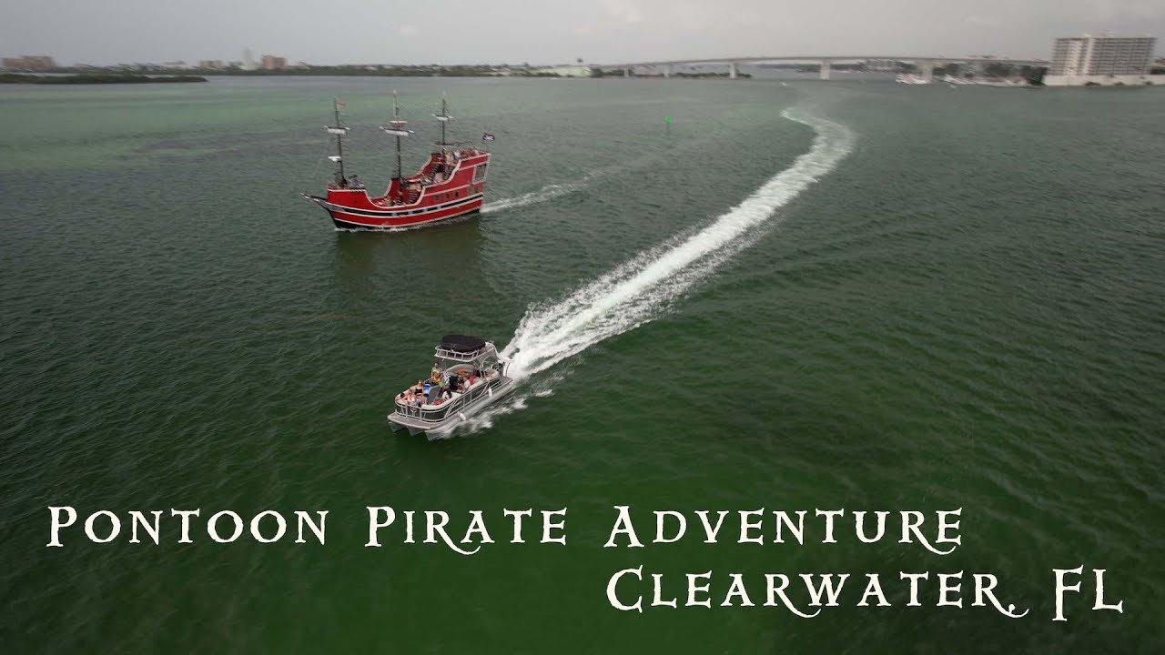 Pontoon Pirate Adventure in Clearwater, FL 4K Drone - YouTube