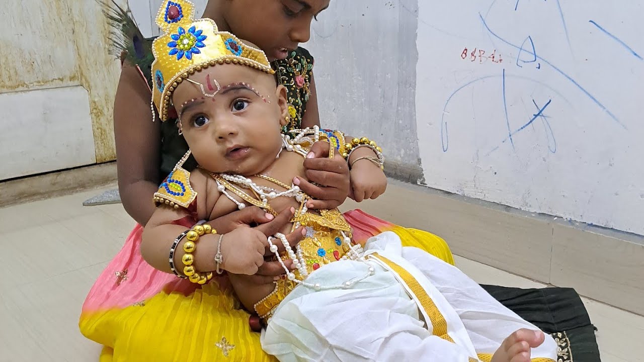 Krishna jayanthi makeup for 5 month baby | dhoti draping | Krishna ...