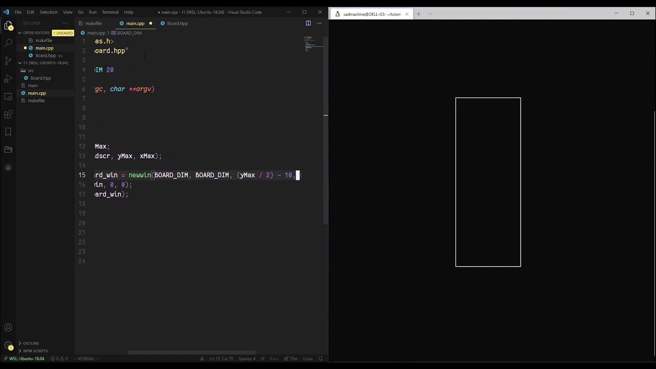 Making Snake in Ncurses - Tutorial 1 - First Pass at the Board - YouTube