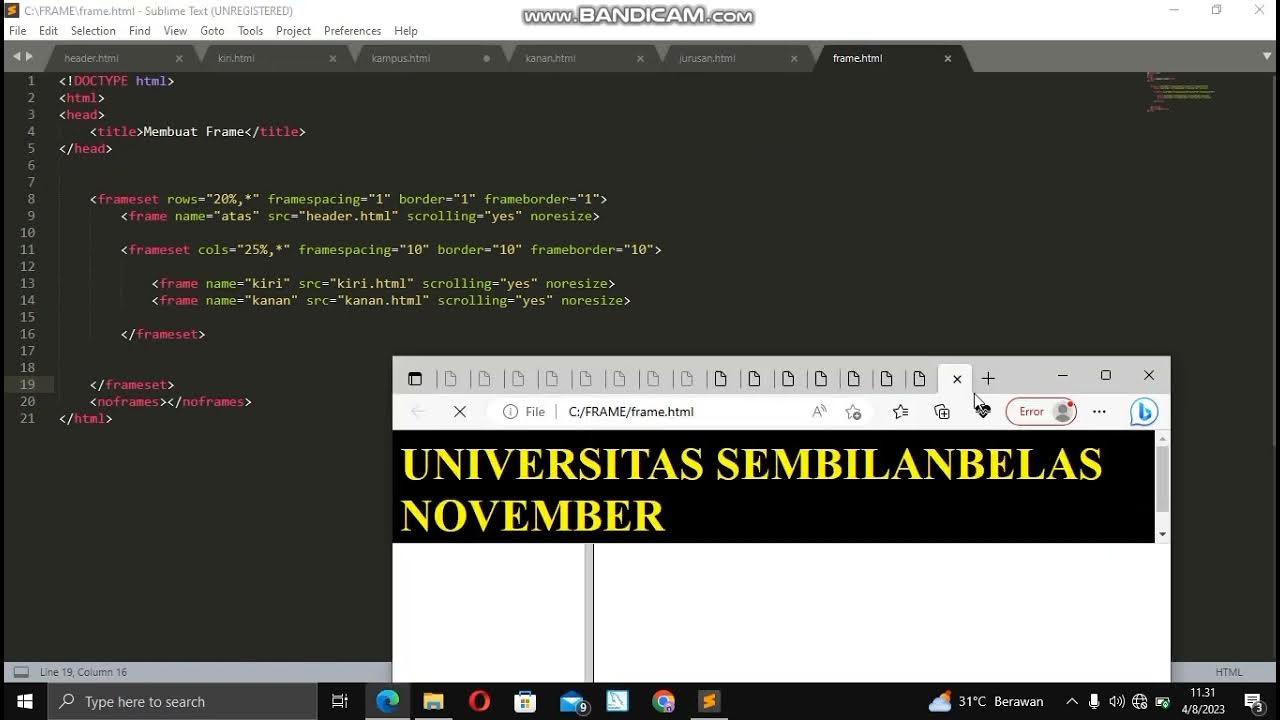 Tugas Pemrograman Web_Membuat Frame - YouTube