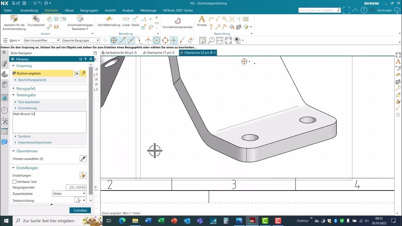 CAD NX Zeichnung Konstruktionsänderung mit Änderungsindex - YouTube
