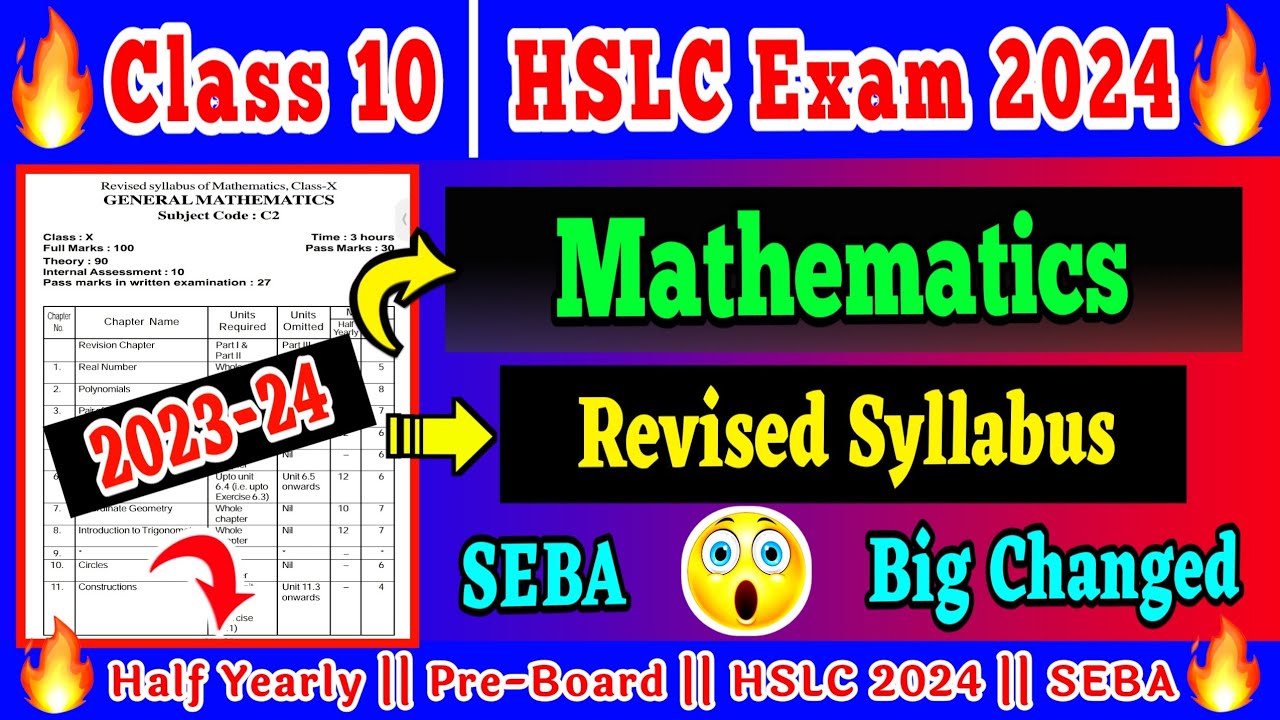Class 10 Mathematics New Syllabus 2023-24 | SEBA HSLC 2024 Mathematics ...