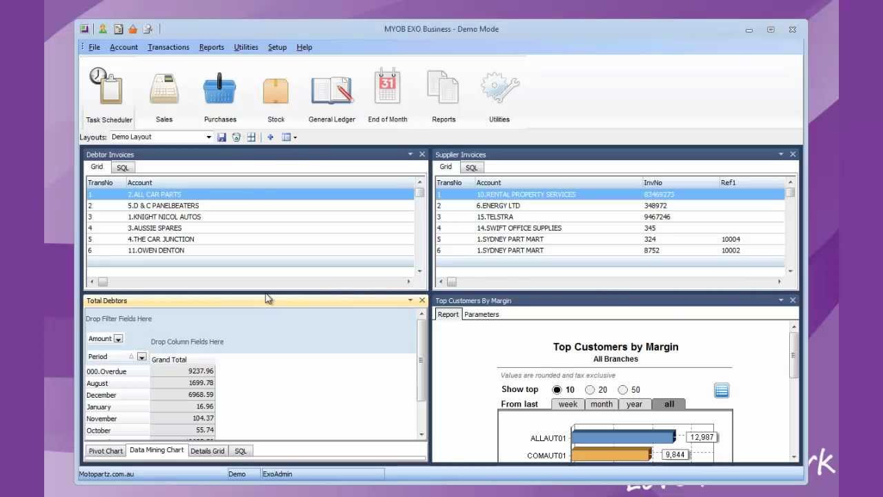 MYOB EXO Business - Dashboard Interfaces - YouTube