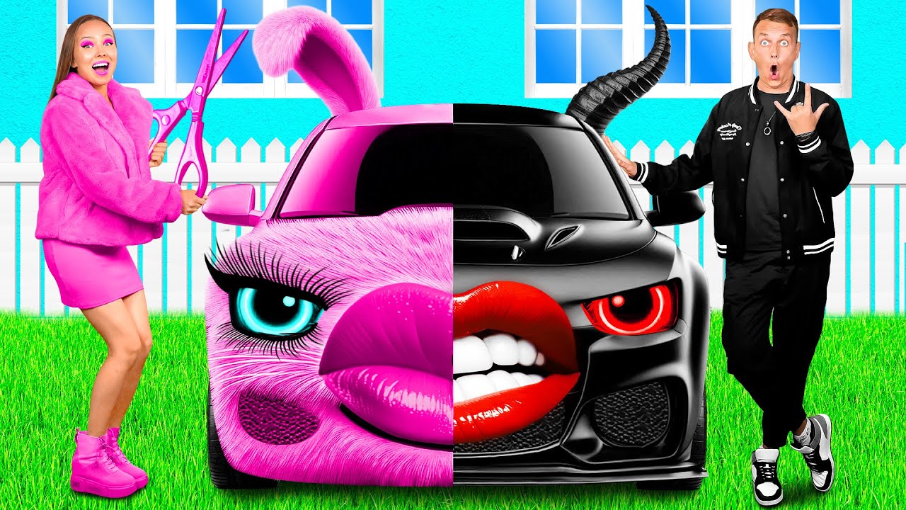 Mobil Merah Muda vs Mobil Hitam Tantangan | Gadget Cerdas vs Hack oleh ...
