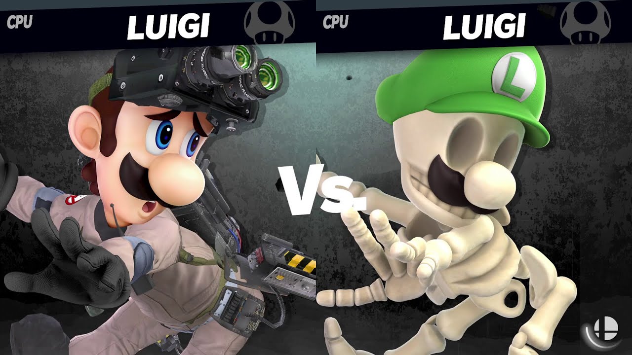 Super Smash Bros Ghost Buster Luigi Vs Skeleton Luigi - YouTube