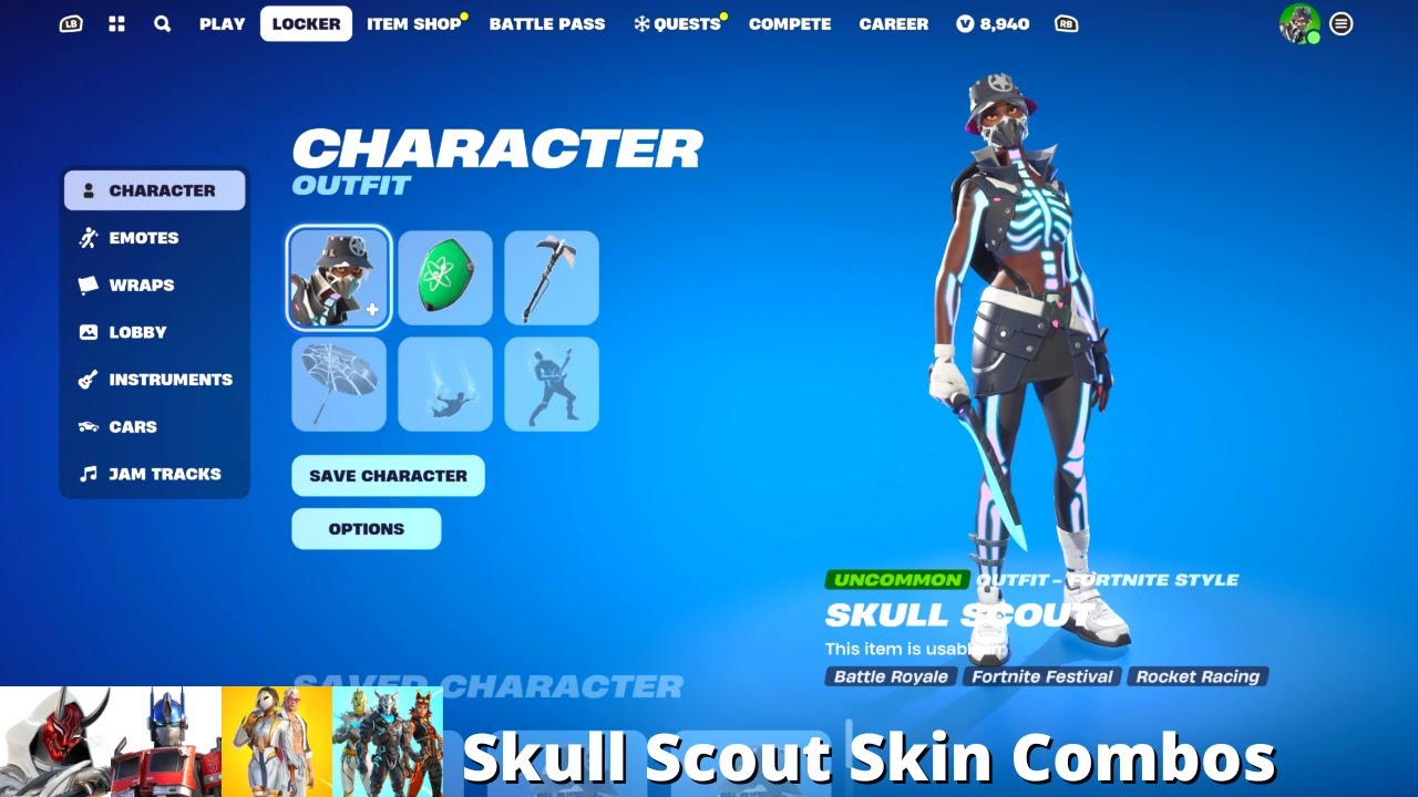 Skull Scout Skin Combos Fortnite Battle Royale Youtube