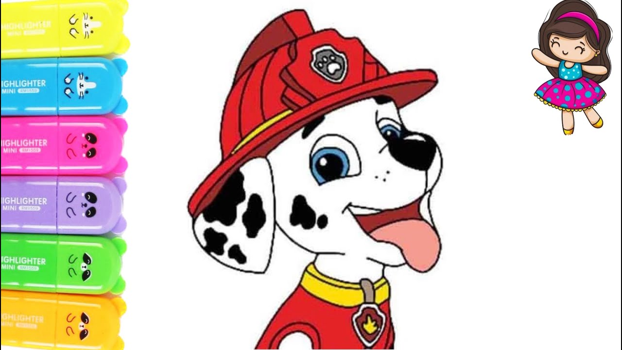 How to Draw Marshall from PAW Patrol The Movie // Drawing PAW Patrol ...