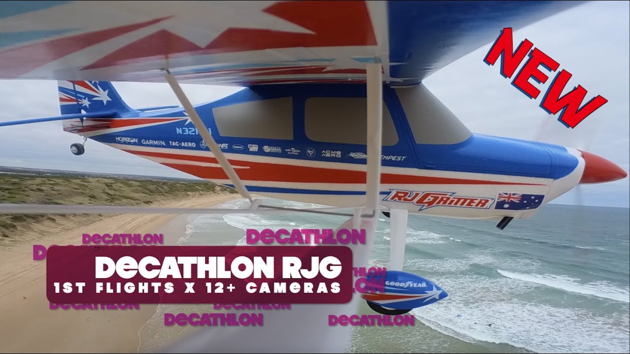 E-Flite Decathlon 1.2m - First Flights x 12 camera angles - YouTube