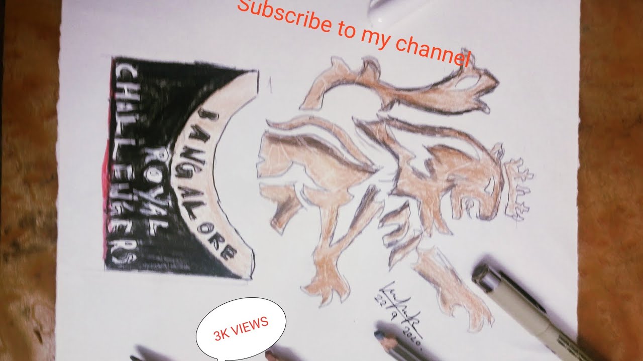 Drawing RCB logo | IPL 2020 | Royal Challengers Bangalore| VPK ARTS ️ ️ ...