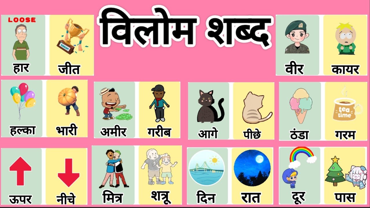 30 Vilom shabd for kids/विलोम शब्द//opposite words in hindi# ...