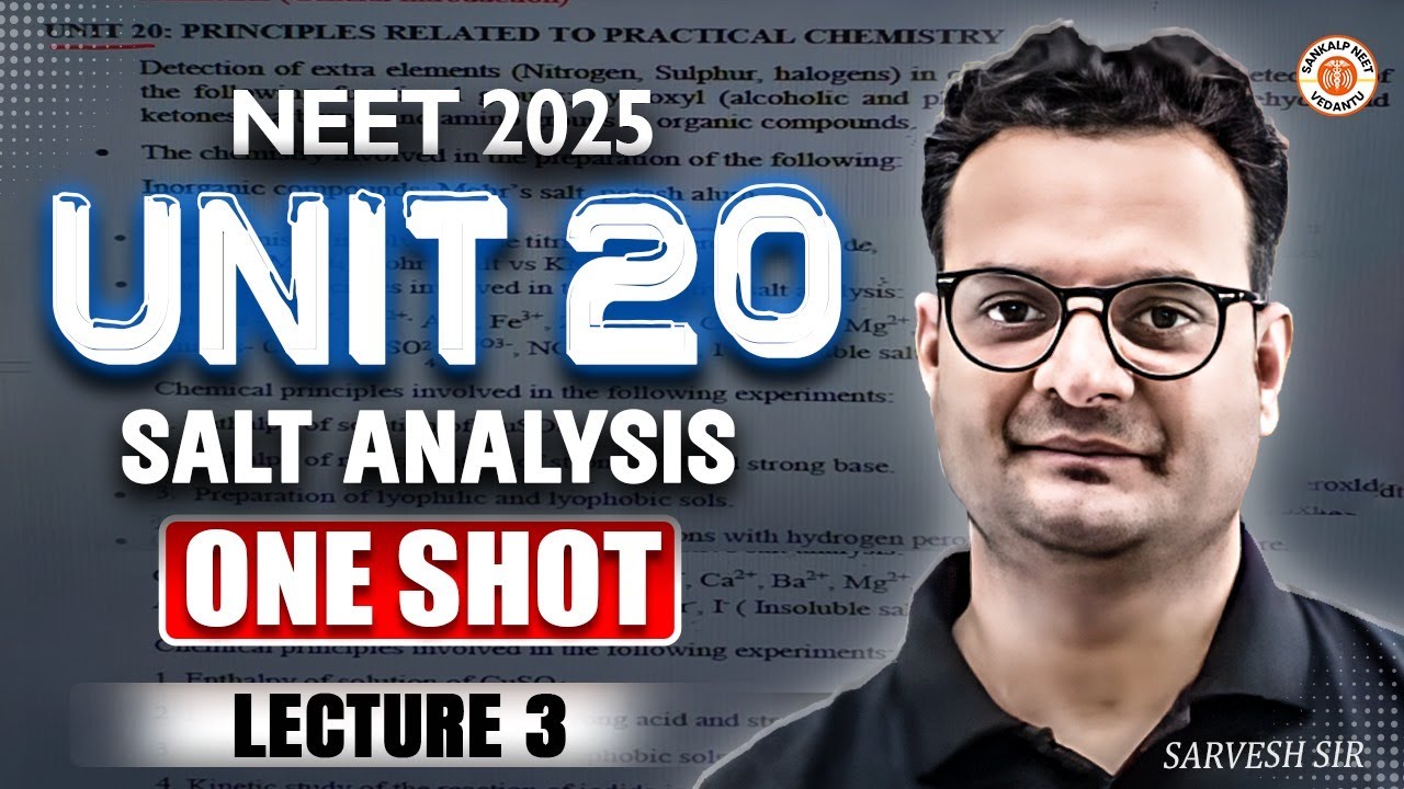 UNIT 20 - NEET 2025 SALT ANALYSIS ONE SHOT | CHEMISTRY LECTURE 3 | BY ...