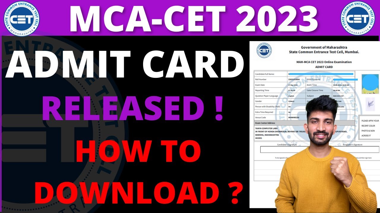MCA CET ADMIT CARD Released 2023 | How to Download MCA CET Admit Card ...