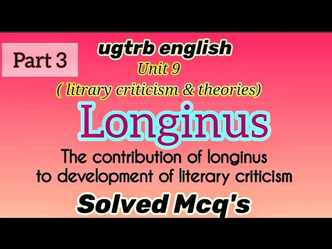 longinus Mcq's / literary criticism mcq / ugtrb english mcq unit 9 ...