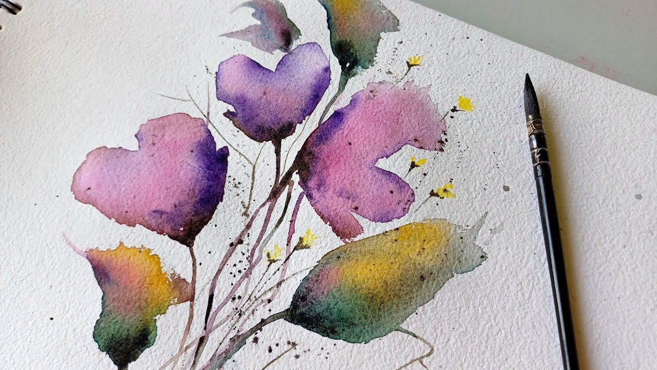 Abstract watercolor floral/Relax with watercolor - YouTube