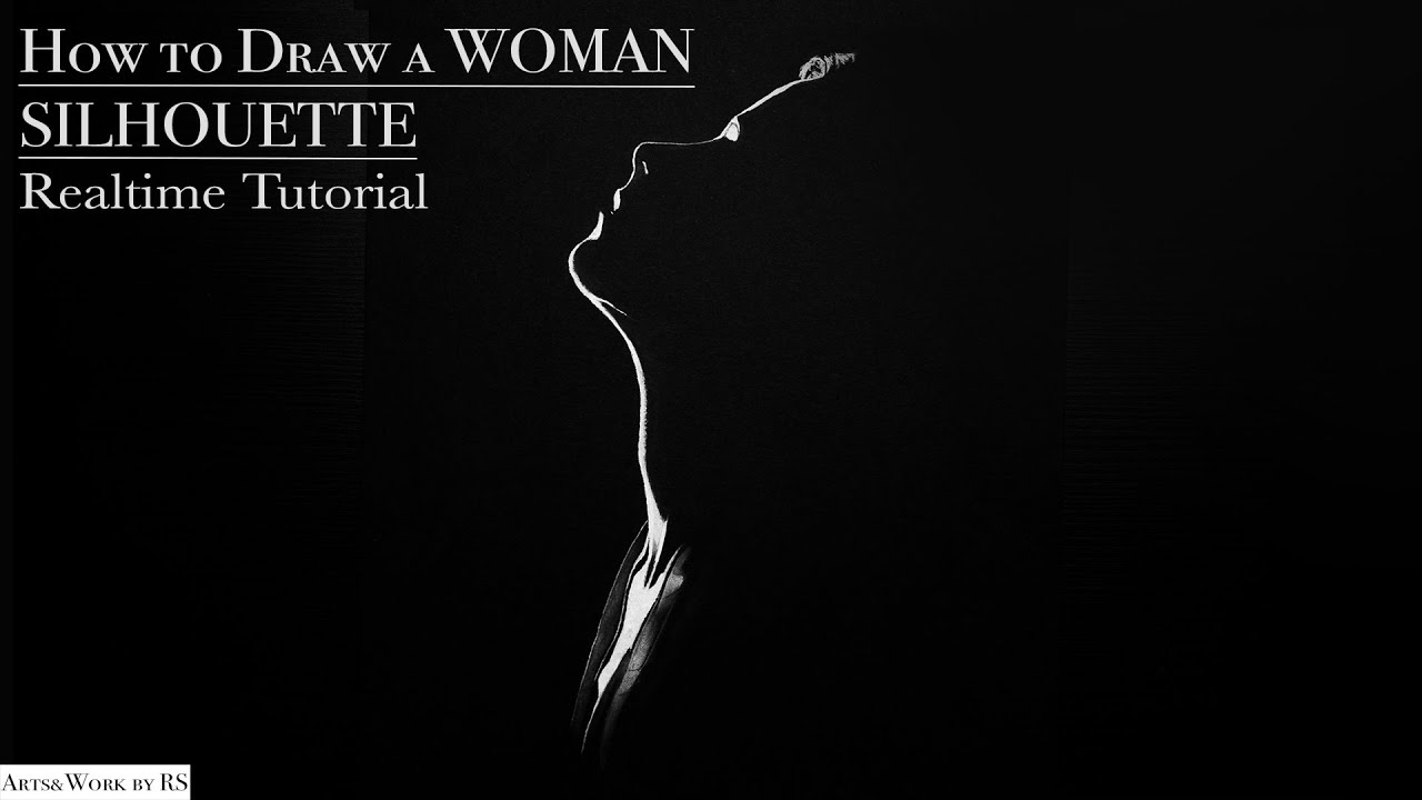 EASY Drawing of a WOMAN SILHOUETTE for BEGINNERS I Realtime TUTORIAL I ...