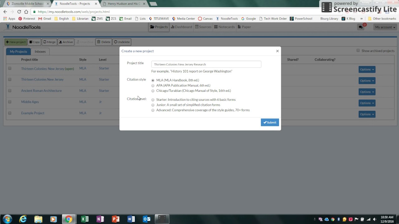 Logging into NoodleTools and Setting Up a Project - YouTube