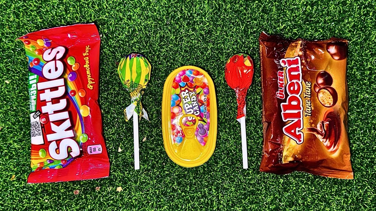 Satisfying video Asmr Lollipops candy and ALBENI SKITTELS Yummy Candy ...