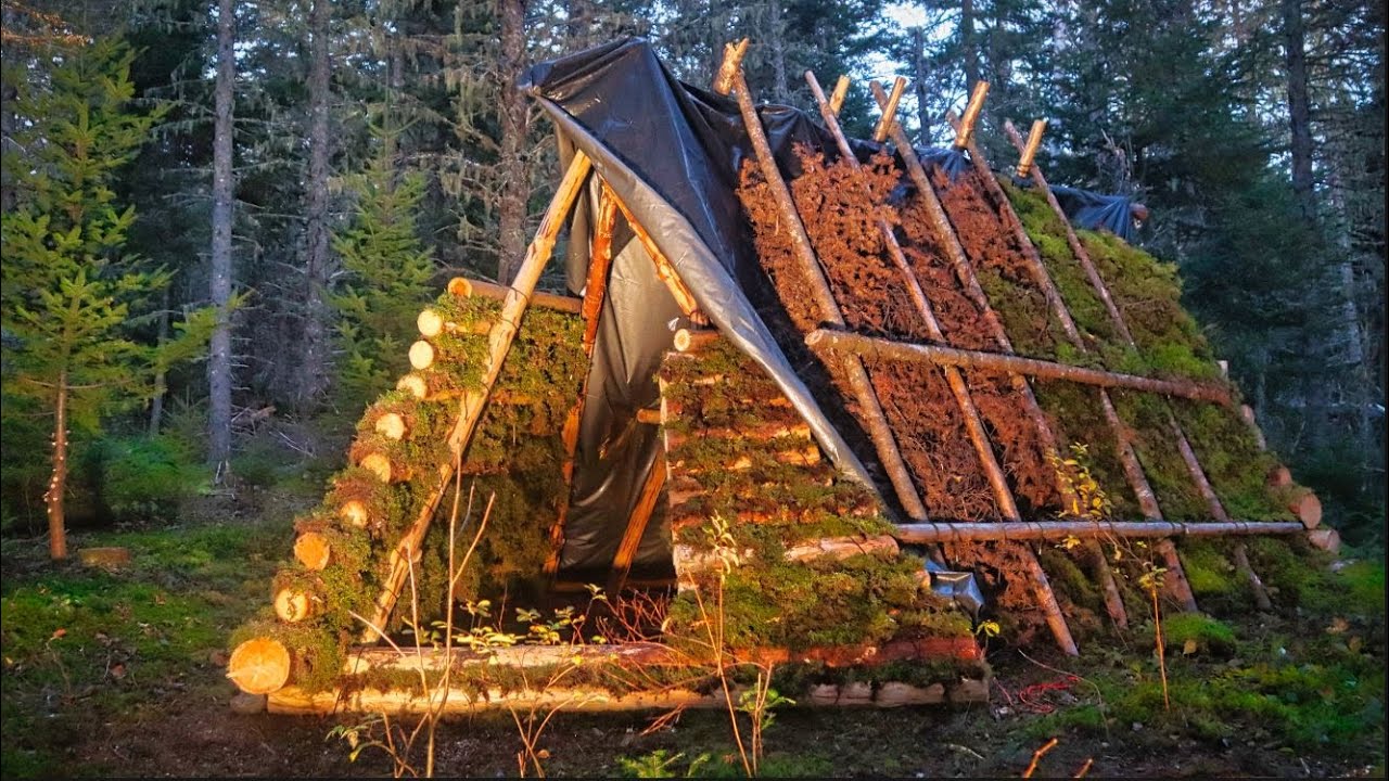 Wilderness Shelter Build Continues - Making a Door Way and Improving ...