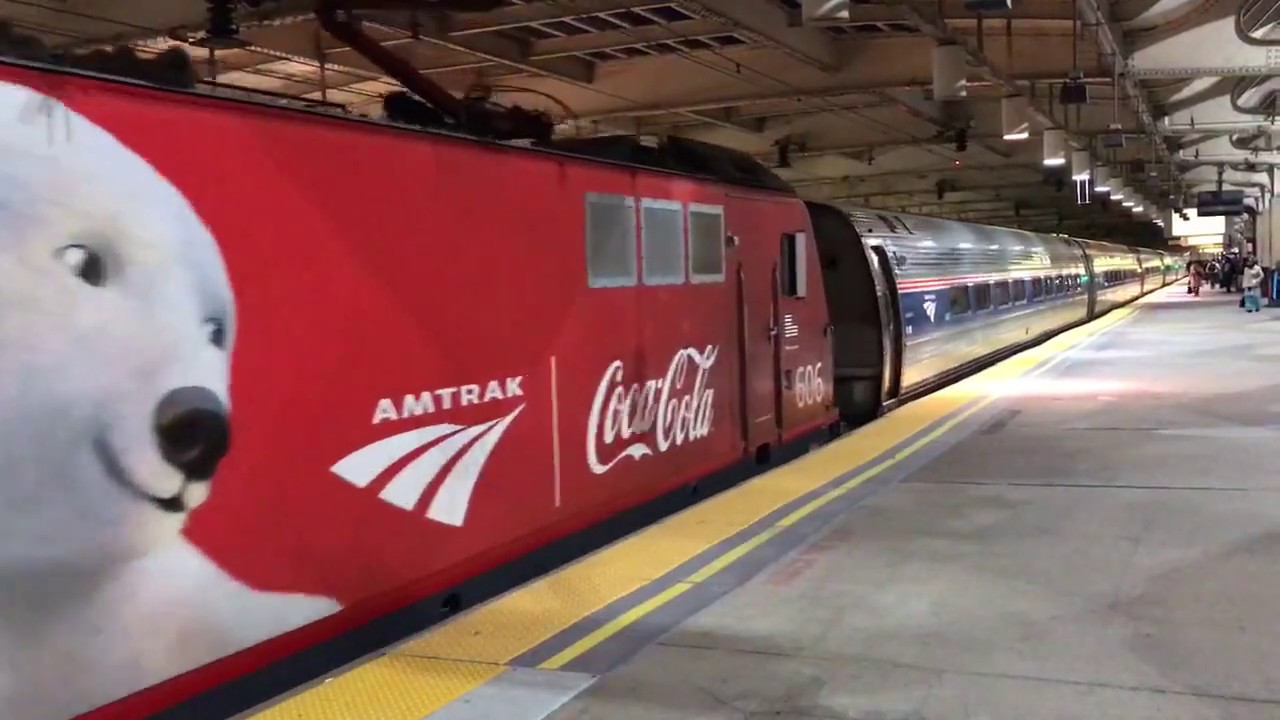 Full HD 60 FPS: Amtrak Coca-Cola Unit #606 leads Train 134 from Newark ...