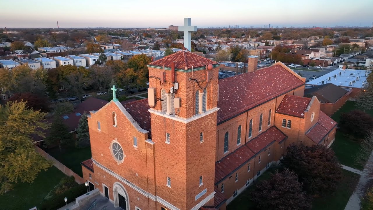 Drone View Of St Ladislaus Catholic Church - One Of Many Polish ...