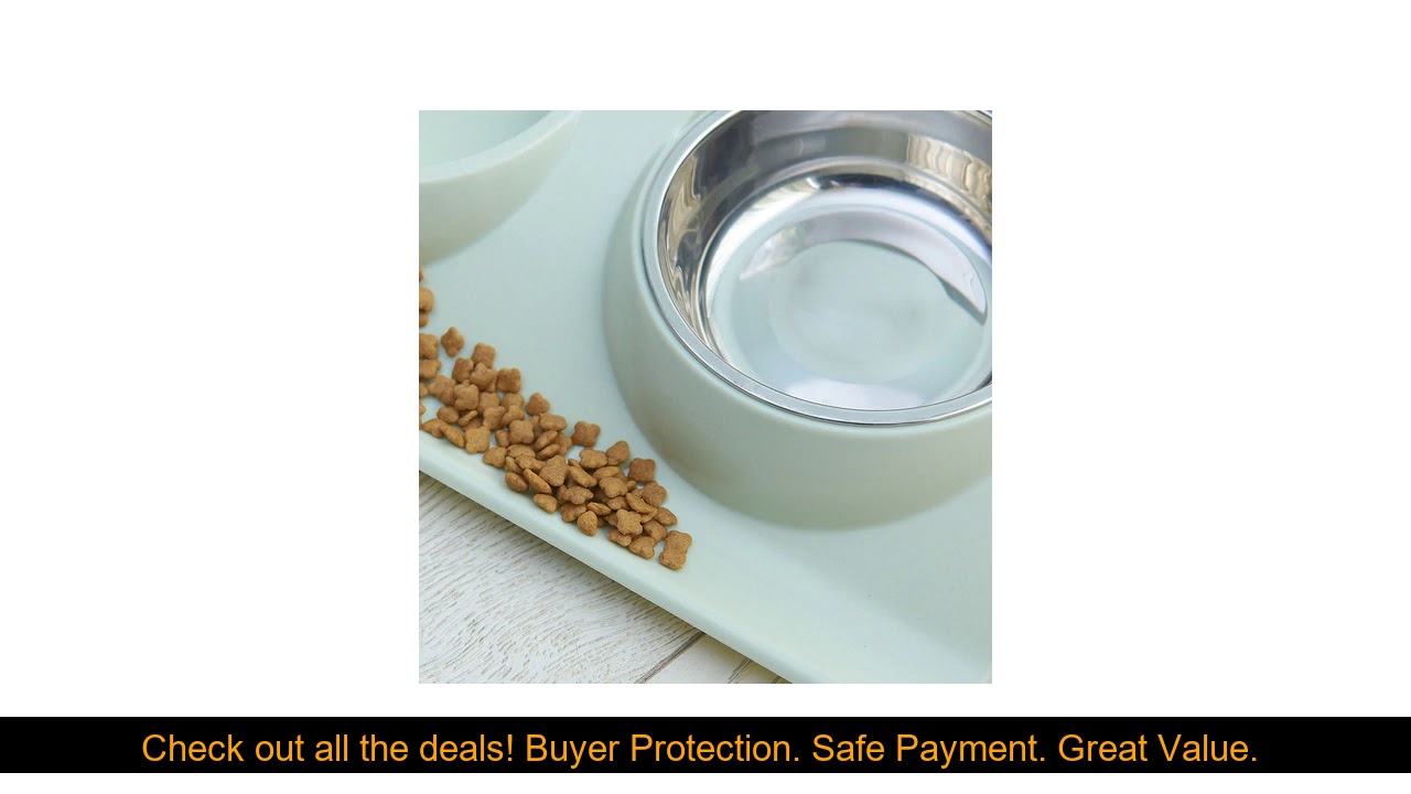 Double Dog Cat Stainless Steel Bowls Splash-proof Pet Food Water Feeder ...