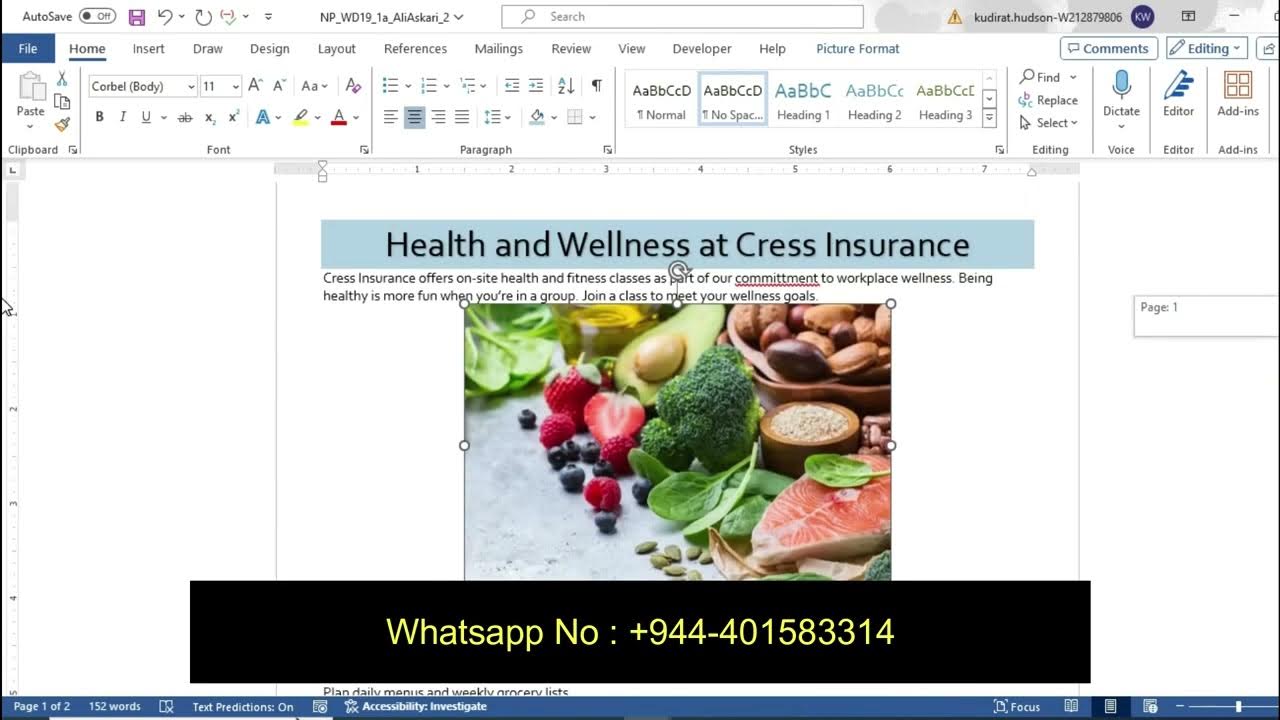New Perspectives Word 2019 | Module 1: SAM Project 1a | Cress Insurance ...