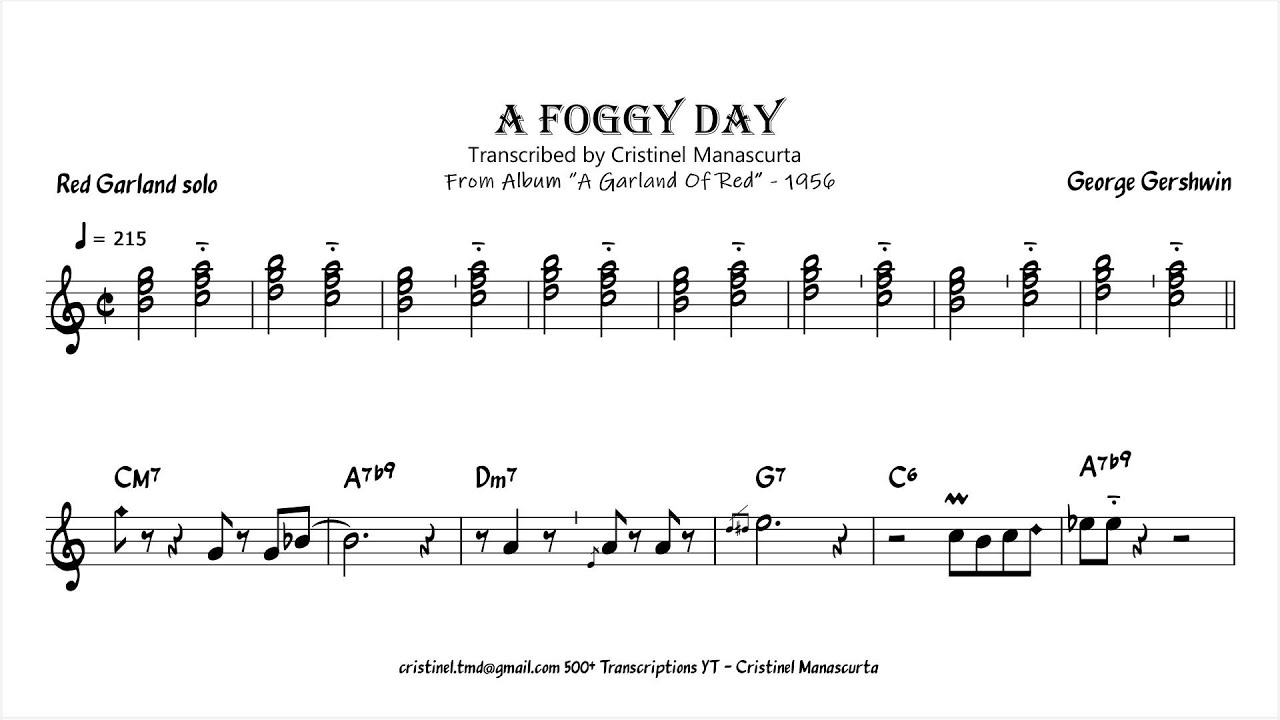 Red Garland - A Foggy Day, take 2 (1956) piano transcription - YouTube