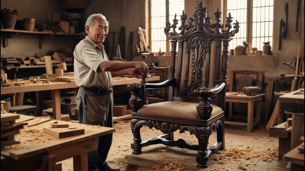 The Skills Of a 70 Year Old Carpenter Create a Royal Chair Of Extremely ...