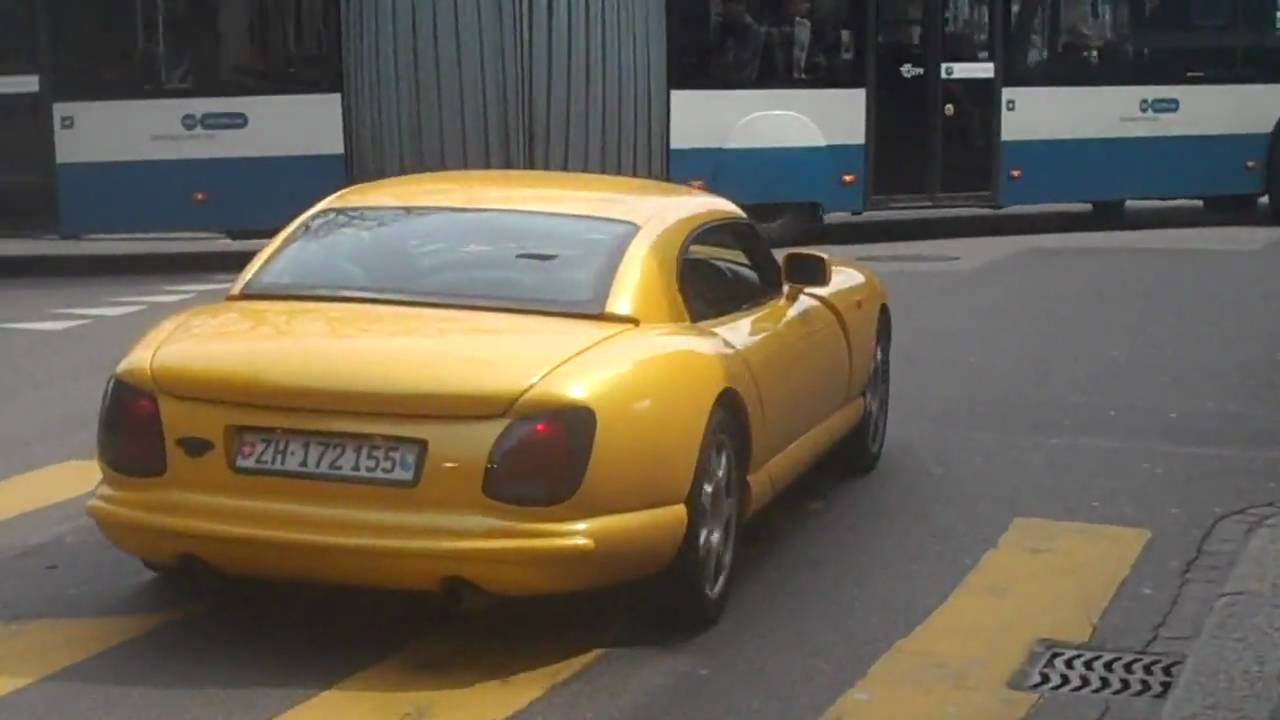 Yellow TVR Cerbera in Zurich, Switzerland - YouTube