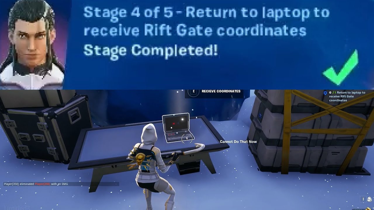 Return to Laptop to receive Rift Gate coordinates Fortnite - YouTube