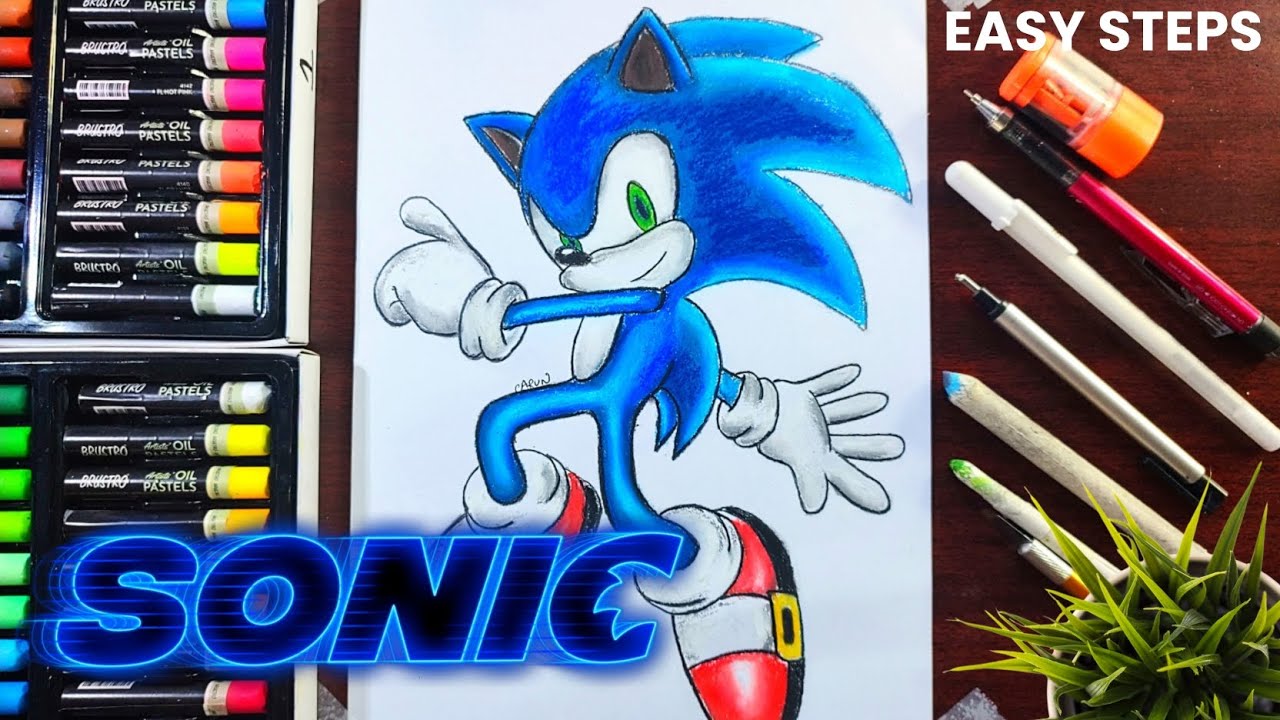How To Draw Sonic From Sonic The Hedgehog Movie - YouTube
