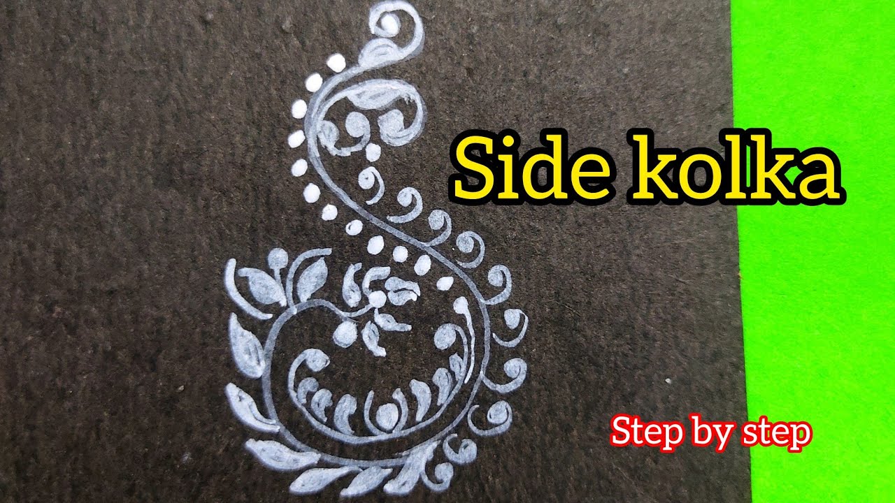 easy & beautiful side kolka design for bride//How to draw cheek kolka ...