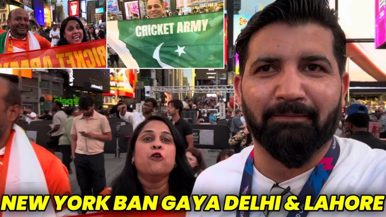 Indian and Pakistani cricket fans at Times Square on INDIA vs Pakistan ...