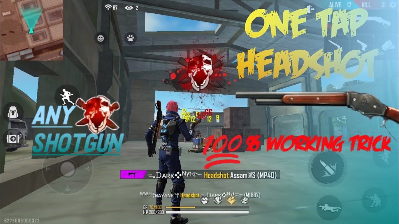 How to give one tap headshot in free fire with any shotgun || 100% ...