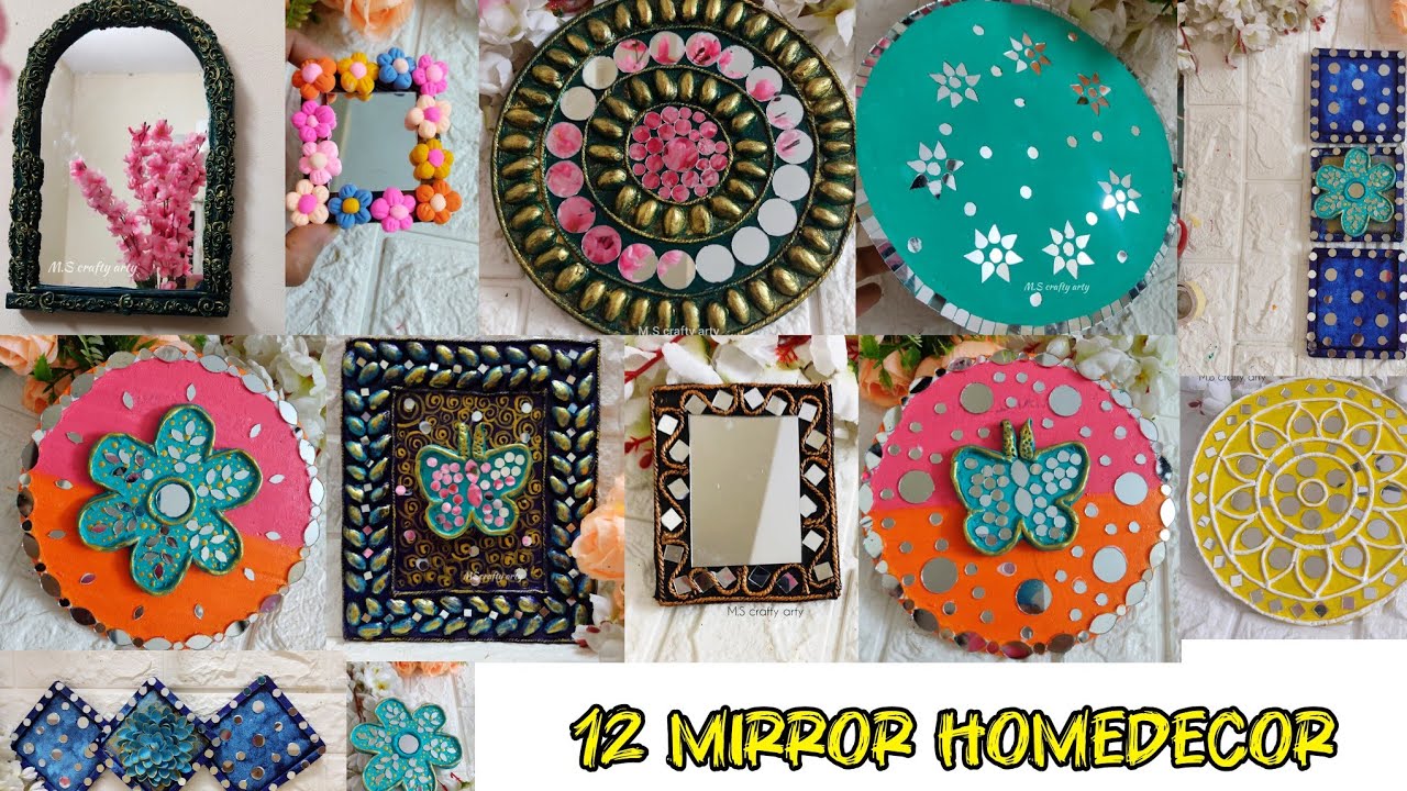 12 beautiful Mirror Homedecor/pista shell crafts/Easy Walldecor/Clayart ...
